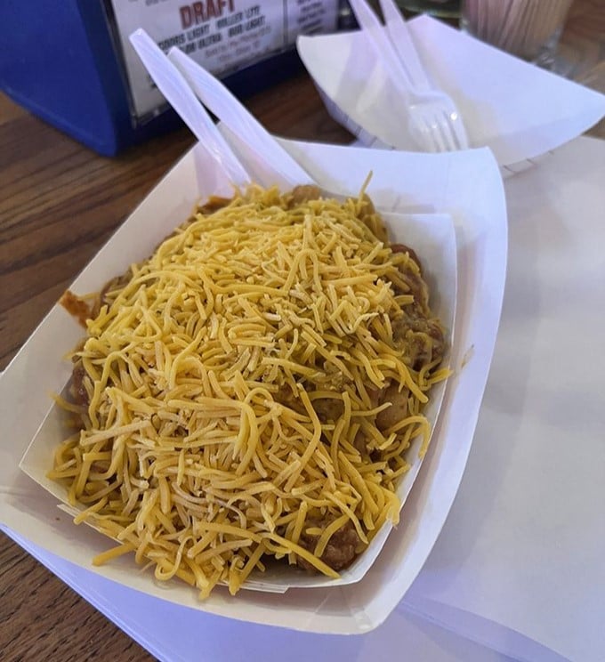 Frito Pie that doesn't try to reinvent the wheel – just smother it in chili and cheese. Comfort food that knows exactly what it's supposed to be.