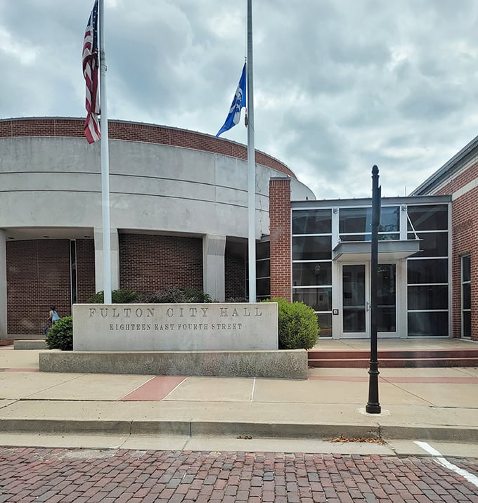 Fulton City Hall, where small-town governance happens in a building that looks serious enough to handle big decisions but approachable enough for citizen concerns.