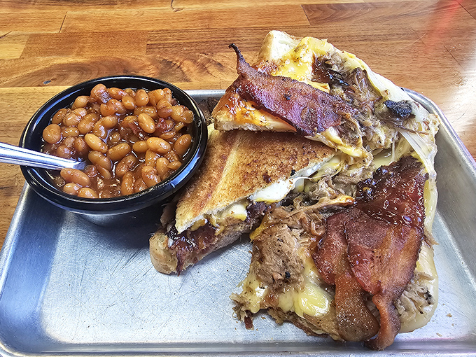 The ultimate grilled cheese rebellion – where pulled pork and melty cheese create an alliance that would make any sandwich jealous.