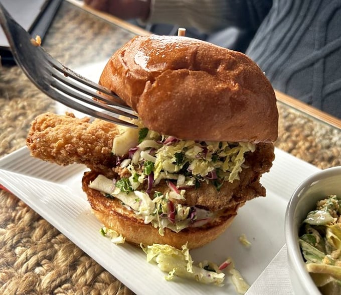 This fish sandwich isn't just good, it's tell-your-friends-and-ruin-your-diet good. Crispy, creamy, and completely worth the extra napkins.
