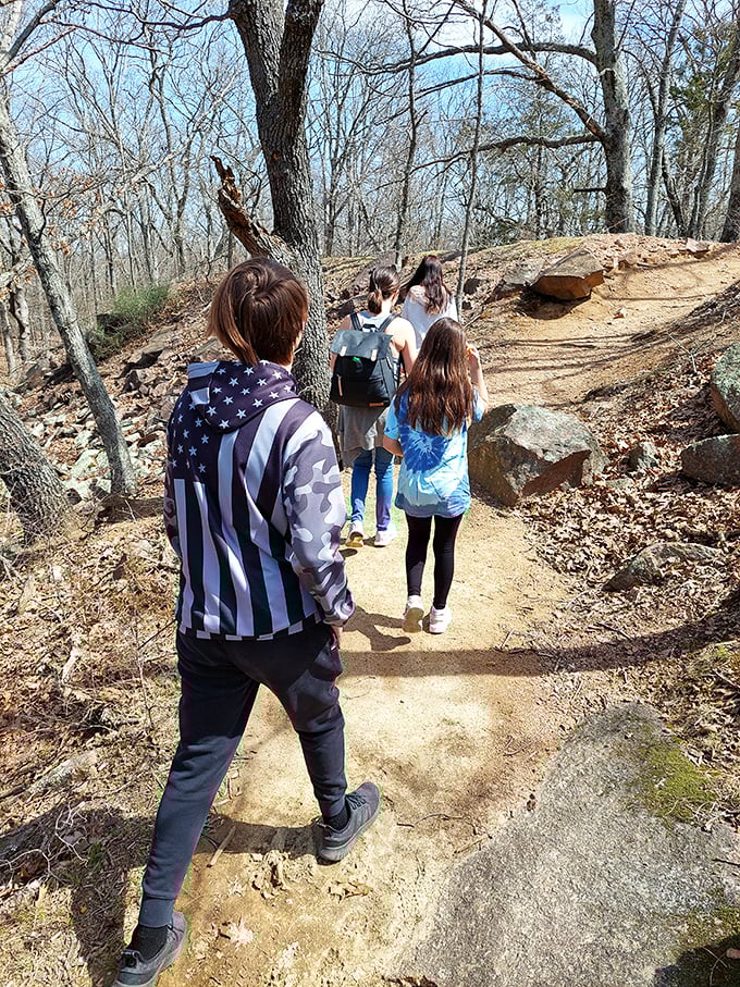 The trail beckons with promises of geological wonders ahead – Mother Nature's version of "follow the yellow brick road."