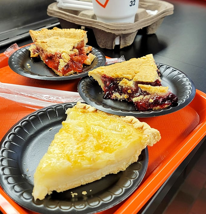 Homemade pies that would make your grandmother both proud and jealous—flaky crusts cradling fruit fillings that actually taste like, well, fruit!