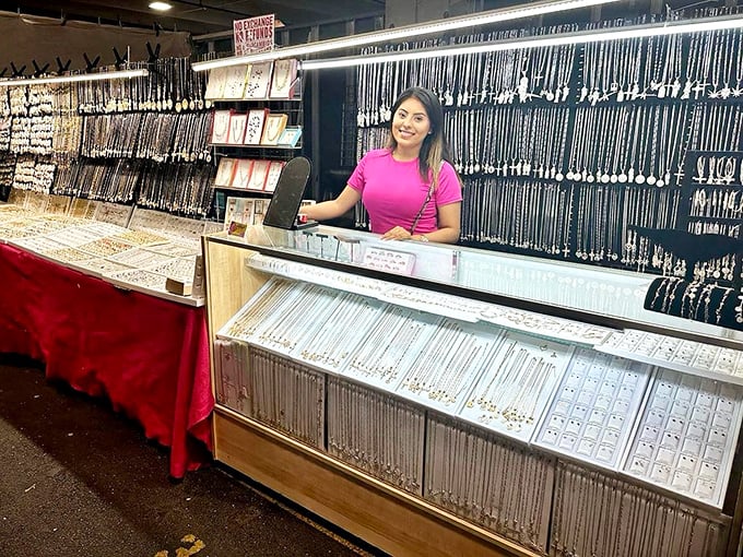 Behind this jewelry counter lies the power to transform any outfit from "meh" to "magnificent." Accessorize now, accept compliments later.