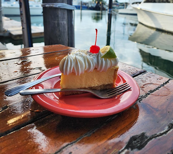 Key lime pie with a view—the perfect marriage of tart, sweet, and creamy that makes you wonder why you'd ever waste calories on chocolate.