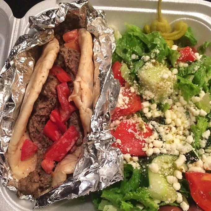 The gyro that launched a thousand return visits. Wrapped in foil like a present because that's exactly what it is to your taste buds.