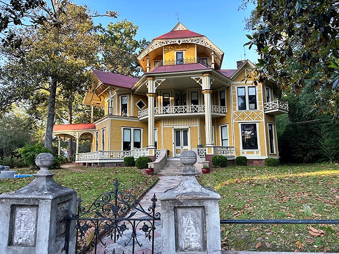 The Lapham-Patterson House showcases Victorian architectural whimsy at its finest – like a wedding cake that decided to become a building.
