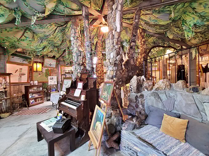 Step inside this stone-walled wonderland and you'll swear you've entered a fairy tale—complete with piano, artwork, and enough whimsy to fill a storybook.