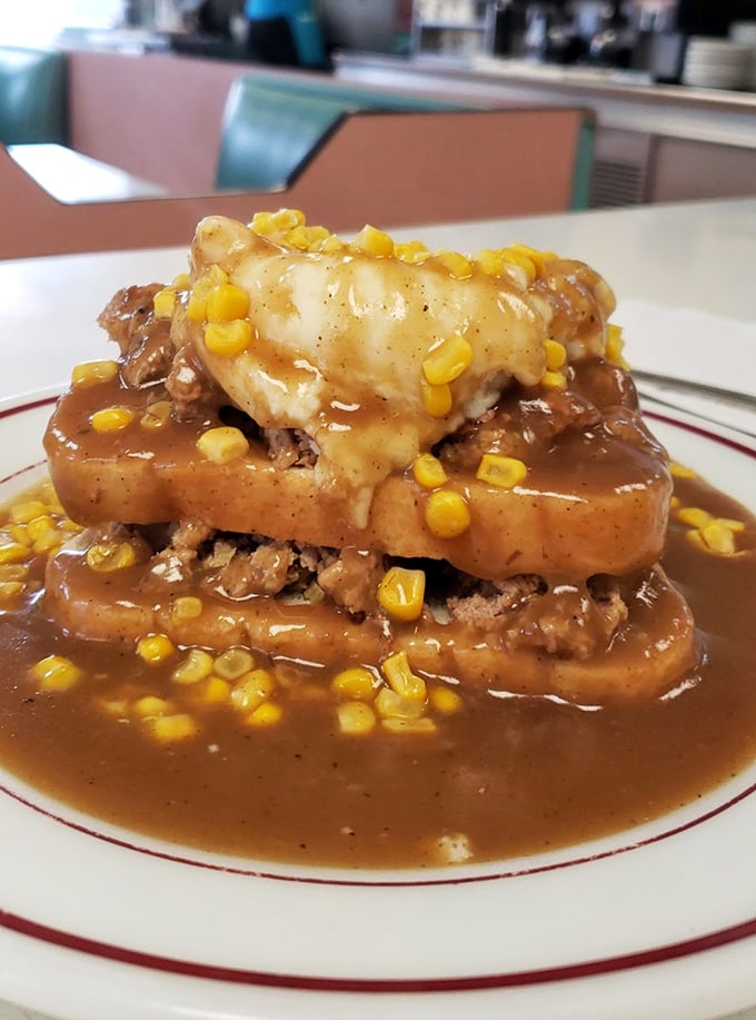 Meet the Meatloaf Mountain: comfort food that defies gravity and common sense in the best way.
