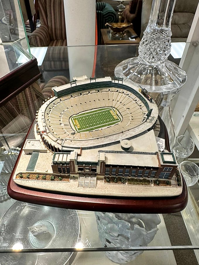 For the sports fanatic who can't afford season tickets—a miniature Lambeau Field that never runs out of beer.
