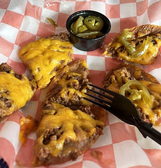Nachos that don't understand the concept of moderation. The jalapeños aren't asking permission; they're making statements.