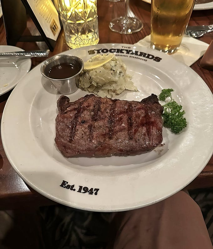 This New York Strip isn't just cooked—it's been treated with the reverence usually reserved for religious artifacts or vintage Ferraris.