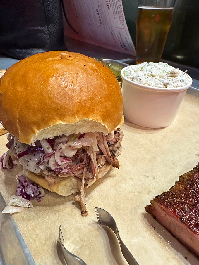 This sandwich doesn't just satisfy hunger—it creates memories. Piled high with tender meat and tangy slaw on a pillowy bun, it's Cleveland's answer to "What's for lunch?"