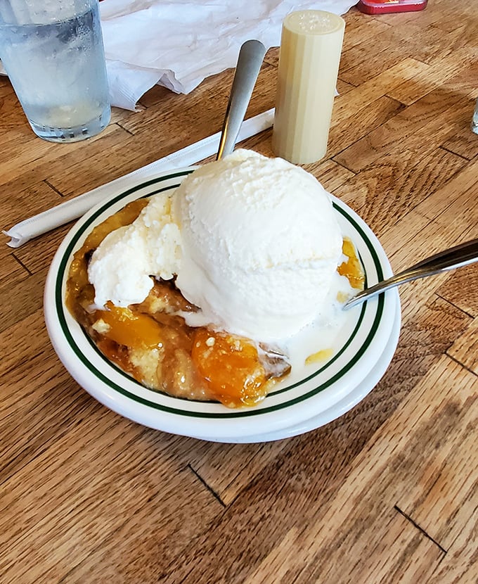 Southern comfort arrives in cobbler form, with peaches that taste like summer decided to stick around for dessert.