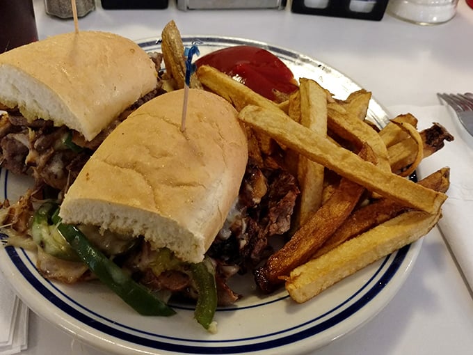 This Philly cheesesteak doesn't need Philadelphia's approval – tender beef, melted cheese, and peppers create a sandwich worth crossing state lines for.