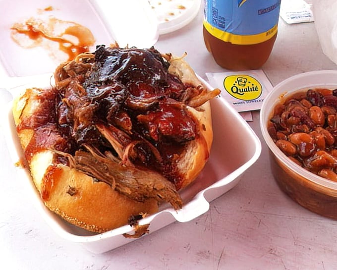 This pulled pork sandwich isn't just a meal, it's a commitment—gloriously sauced and ready to transform your ordinary lunch into something extraordinary.