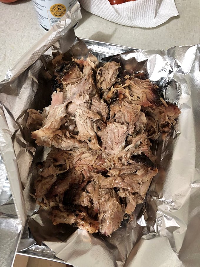 Pulled pork piled high enough to make a mountain climber nervous – and twice as rewarding to conquer.