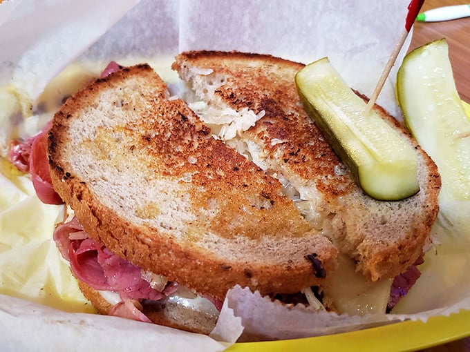 Not just any Reuben—this is what happens when marble rye meets grouper and sauerkraut in a dance of flavors that would make even New York delis jealous.