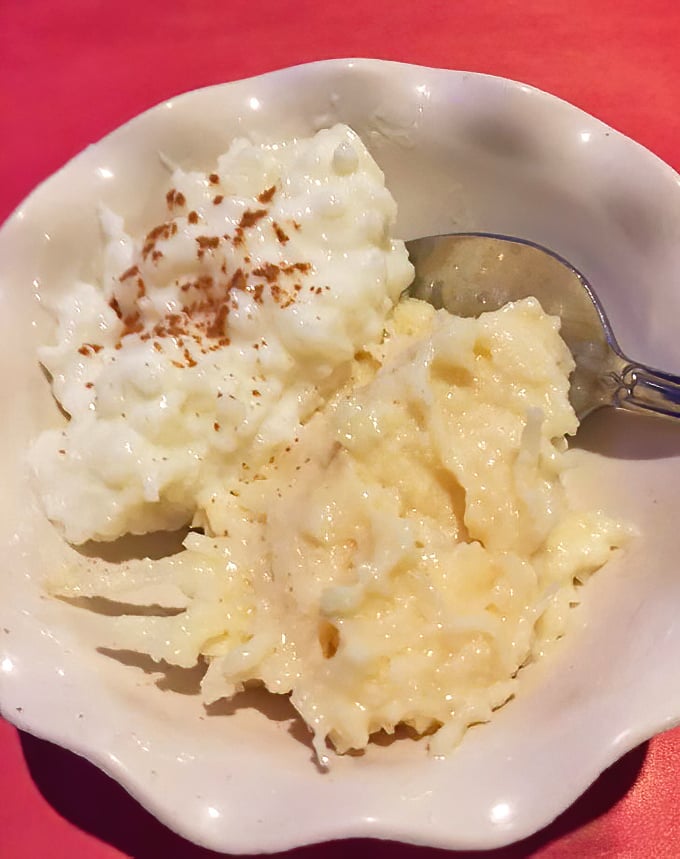 Creamy rice pudding with a dusting of cinnamon—comfort food that transcends cultures. Like a warm hug in dessert form after your meat marathon.