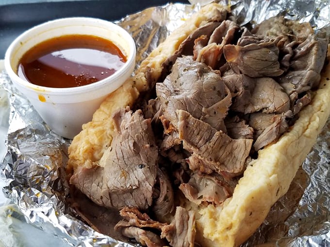 This Italian beef, served with a side of dipping jus, isn't just a sandwich—it's a Chicago handshake in edible form.