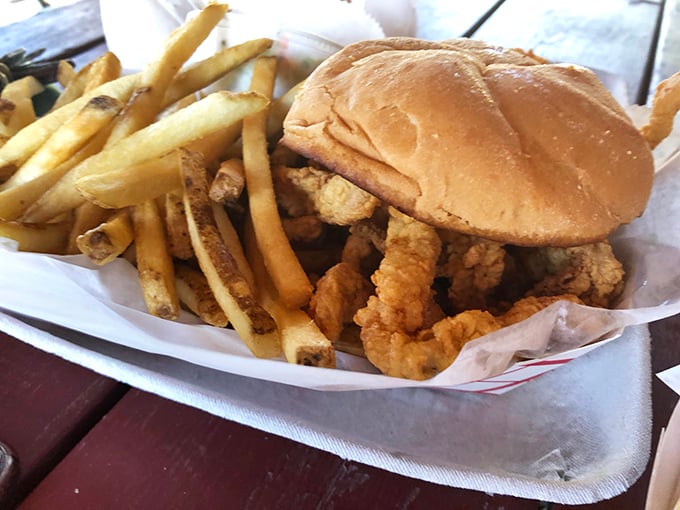 The clam sandwich and hand-cut fries—proof that sometimes the simplest pleasures deliver the most profound satisfaction.