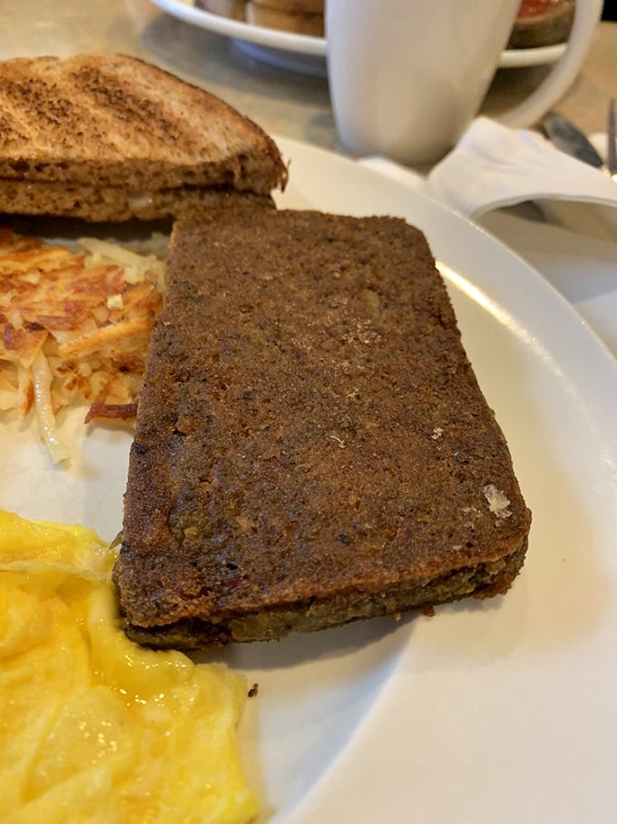 Scrapple done right – crispy outside, tender inside, like Pennsylvania's answer to breakfast heaven.