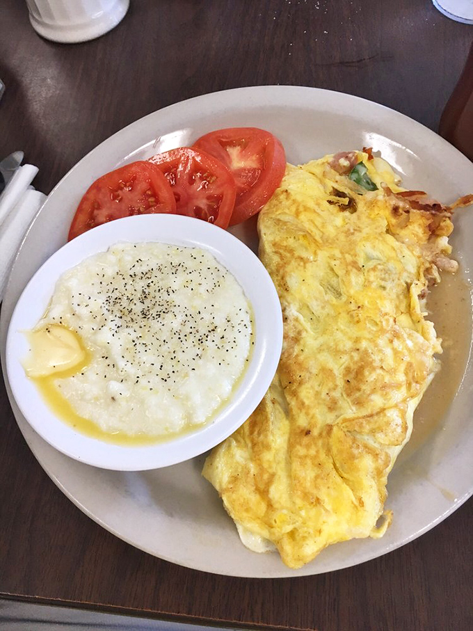 This omelet doesn't just contain seafood – it celebrates it, with fresh ingredients that taste like they jumped from the ocean to your plate.