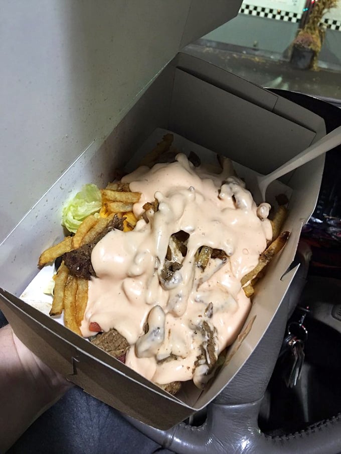 The Pittsburgh classic in all its glory—steak salad with fries ON the salad. Only in Pennsylvania would putting potatoes on lettuce be considered health food.