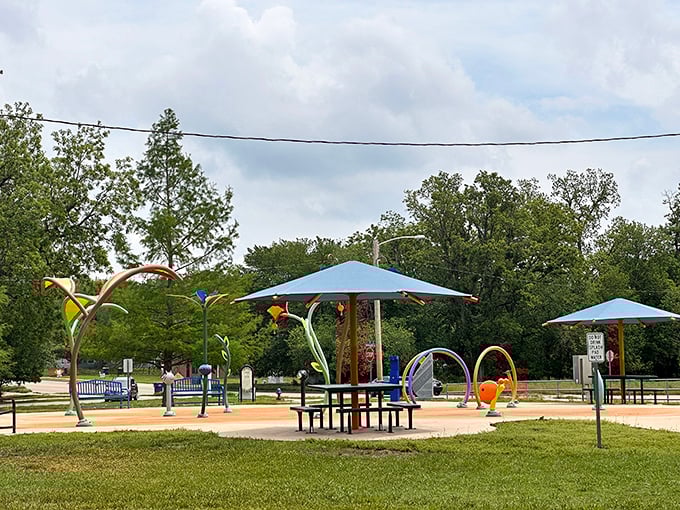Southern Woods Park offers colorful playground equipment and shaded picnic areas—proof that the best things in retirement really can be free.