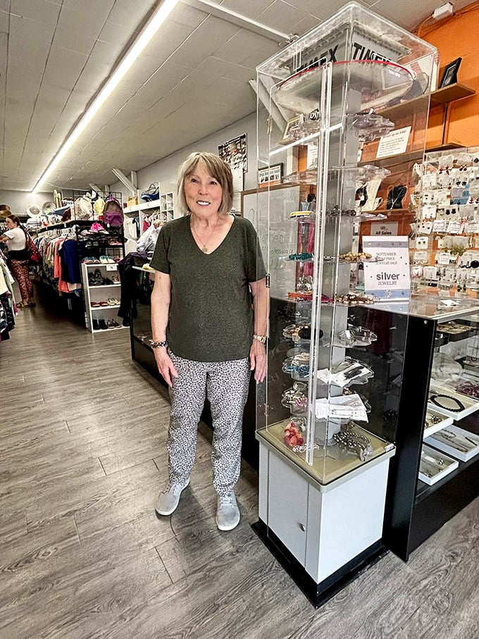 The jewelry section gleams with possibility – where vintage treasures and modern finds coexist under the watchful eye of Tip Top's friendly staff.