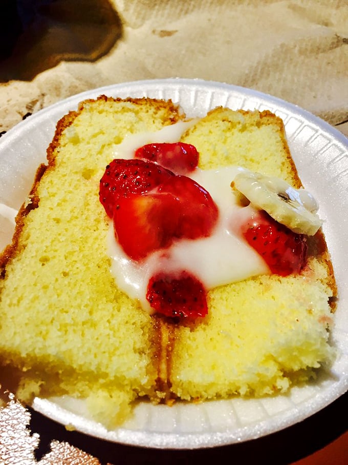 The legendary strawberry banana cake—where fruit and cream dance together in a dessert so good it deserves its own fan club.