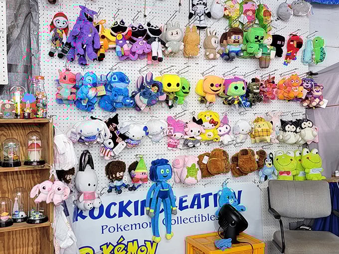 A plush paradise that would make any arcade claw machine jealous. These stuffed Pokémon friends are just waiting to be adopted.