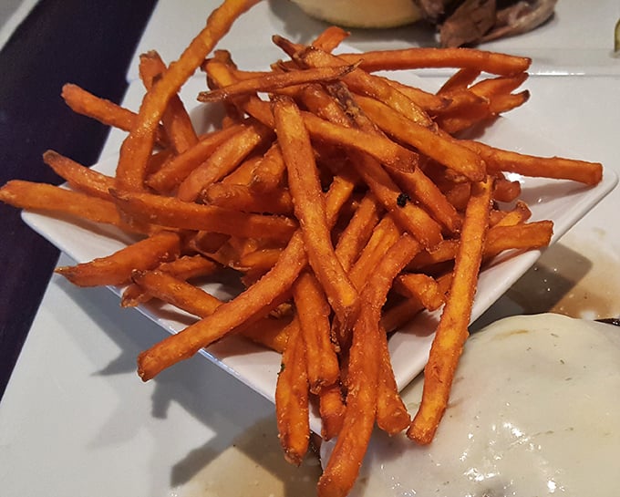 Sweet potato fries that actually taste like sweet potatoes, not sugar-coated disappointment—what a revolutionary concept!