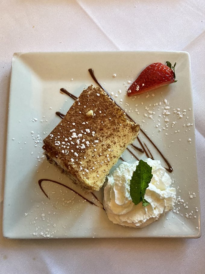 The tiramisu arrives like a well-composed aria—layers of coffee-soaked perfection that builds to a sweet crescendo with each heavenly bite.