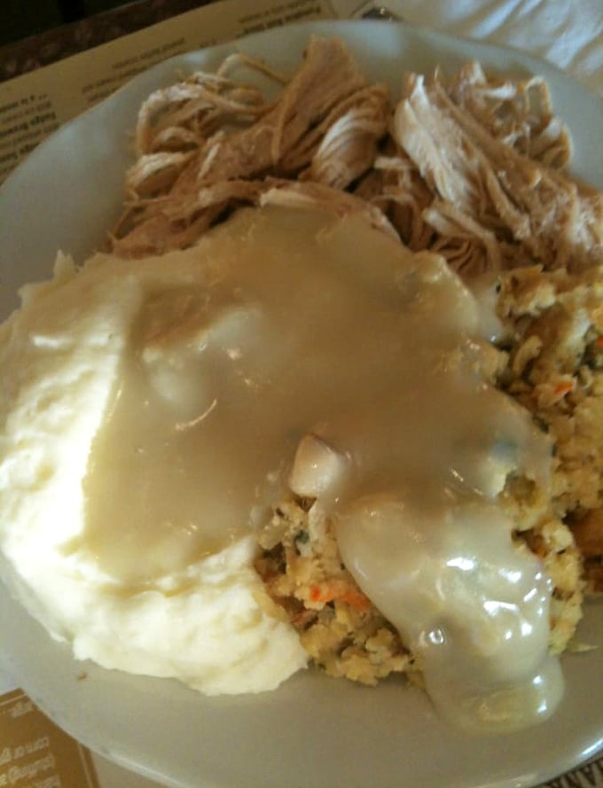 Turkey dinner with all the fixings—where the mashed potatoes are so creamy they deserve their own fan club.