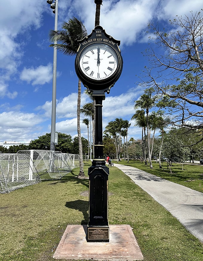 The village clock reminds visitors they're on island time now – where "running late" means you missed the perfect sunset photo.