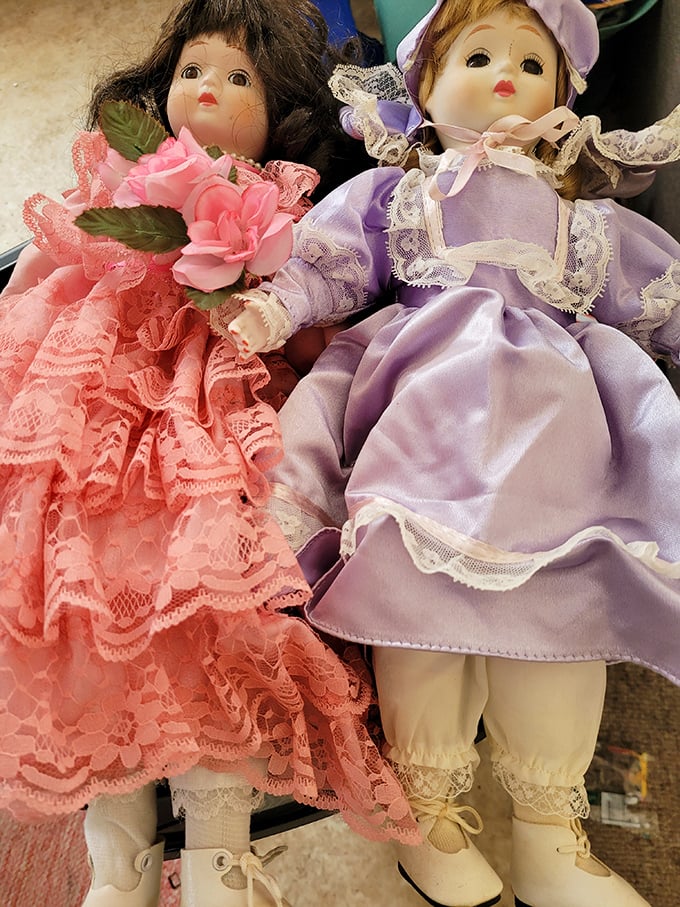 These porcelain ladies in their frilly finery aren't just dolls—they're time travelers from an era when toys were meant to last.