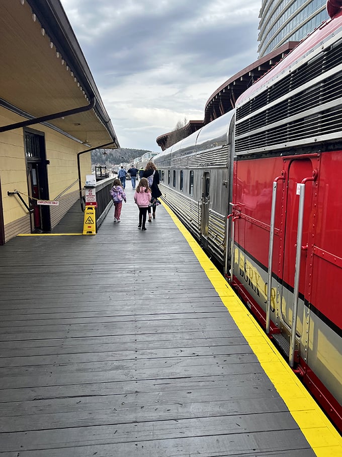 The platform buzzes with anticipation as families embark on their railway adventure—childhood memories in the making.