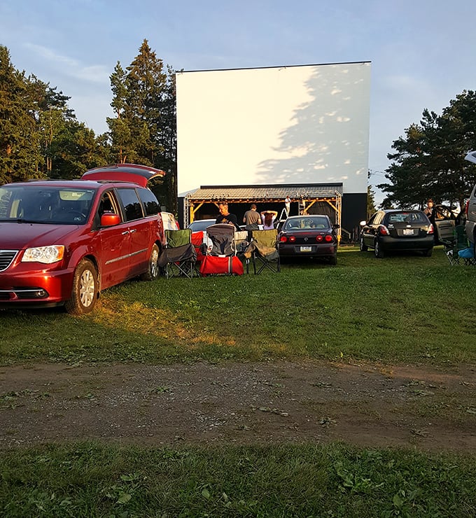 Tailgates down, lawn chairs out – the pre-show ritual at Kane Family Drive-In is as much tradition as the movies themselves.