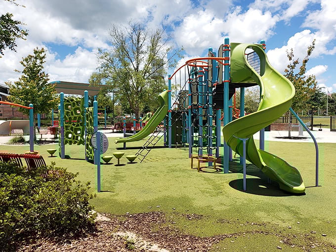 This playground proves that childhood joy requires no smartphone – just gravity, imagination, and equipment that makes parents slightly nervous.
