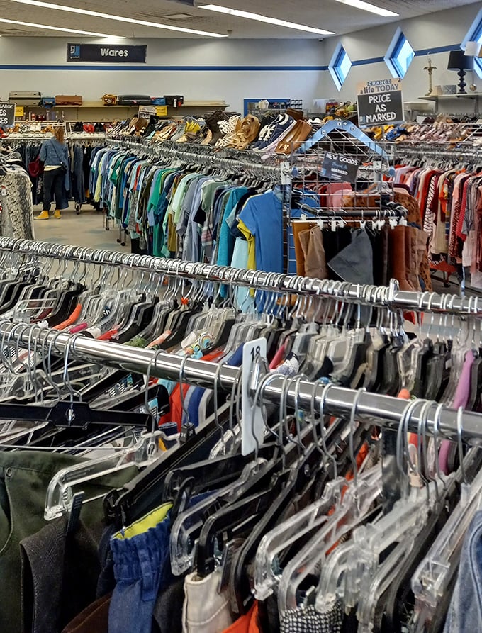 Like archaeological layers of fashion history, these clothing racks hold everything from last season's trends to vintage gems.