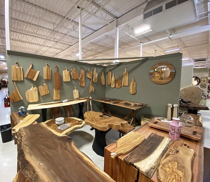 These aren't just cutting boards—they're slices of trees that have been transformed into functional art by craftspeople who understand that beauty and utility aren't mutually exclusive.