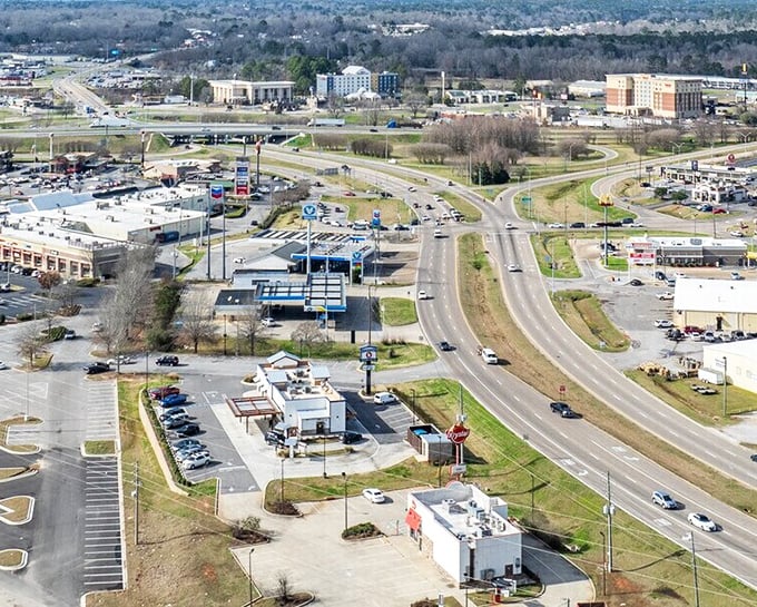 Meridian's commercial district offers all the conveniences of modern living without the traffic headaches of larger cities—a retiree's dream come true.