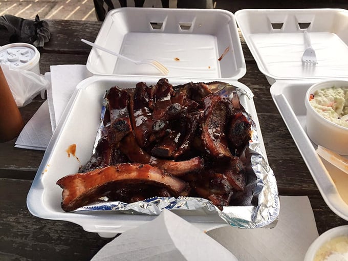 These ribs don't just fall off the bone—they practically leap into your mouth. The glossy sauce clings to each morsel like it can't bear to part.