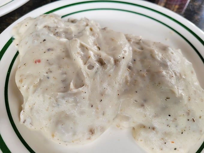Biscuits and gravy so authentic they should come with their own Southern accent. Pure, unadulterated breakfast bliss on a plate.