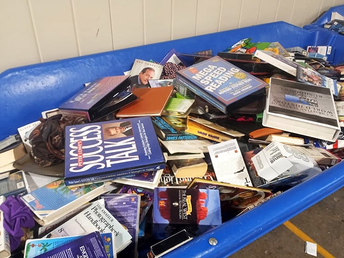 Literary roulette at its finest. "Success Talks" nestled against mystery novels and travel guides—someone's abandoned wisdom becoming your next bedside companion.