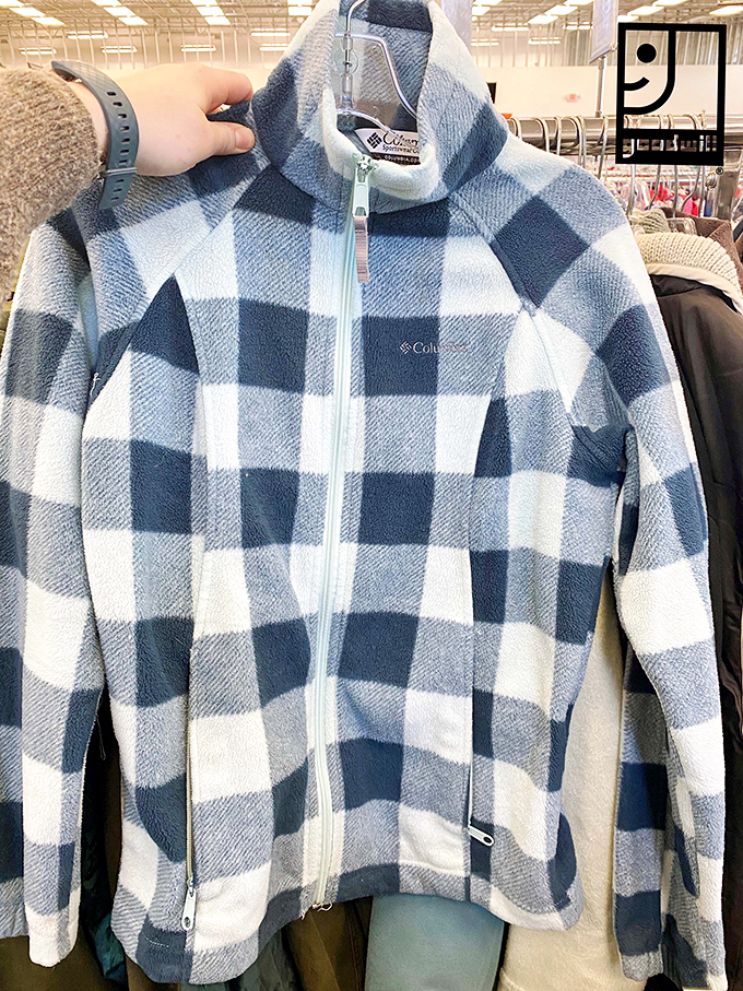 A Columbia fleece jacket with plenty of life left—because in Nebraska, practical outerwear is never just a fashion statement.