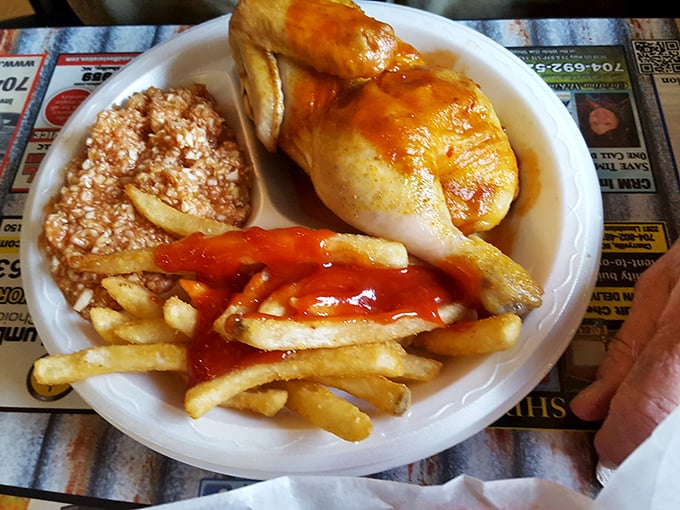 The barbecue chicken plate doesn't just satisfy hunger—it solves problems you didn't know you had, one juicy, sauce-lacquered bite at a time.