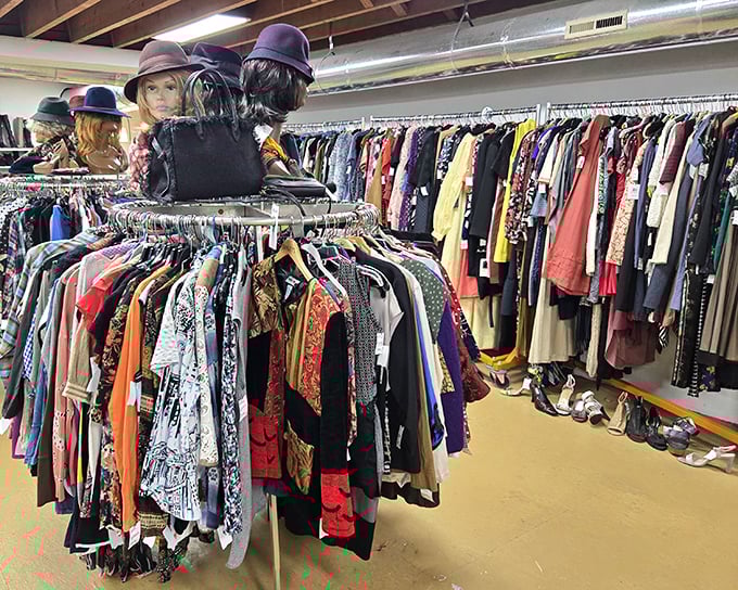 The clothing section rivals any vintage boutique, minus the heart-stopping price tags. That purple hat is practically begging for its starring role in your next brunch outfit.