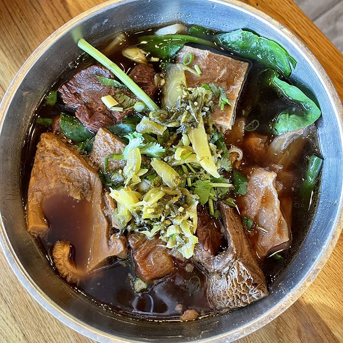 This soul-warming beef noodle soup isn't just a meal—it's therapy in a bowl, with tender chunks of meat swimming in aromatic broth.