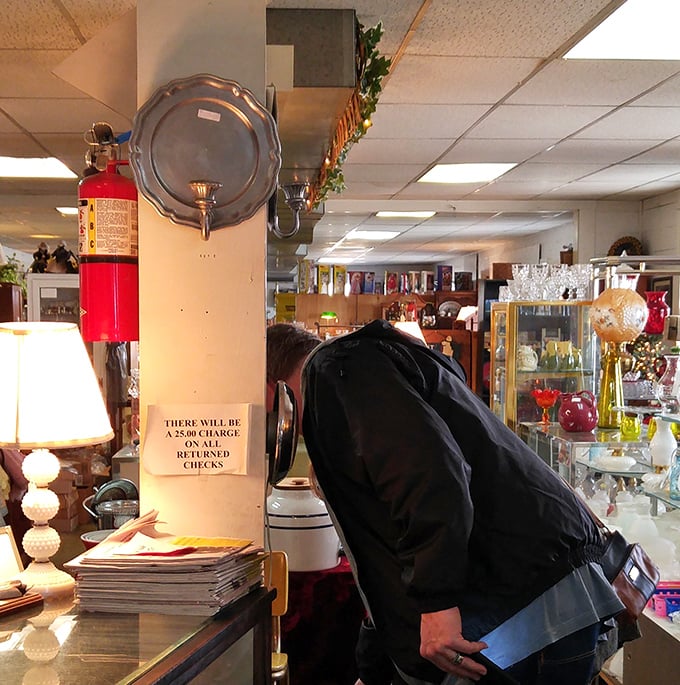 The thrill of discovery has shoppers leaning in for closer inspection. Every glass case holds potential treasures waiting for their "aha!" moment.